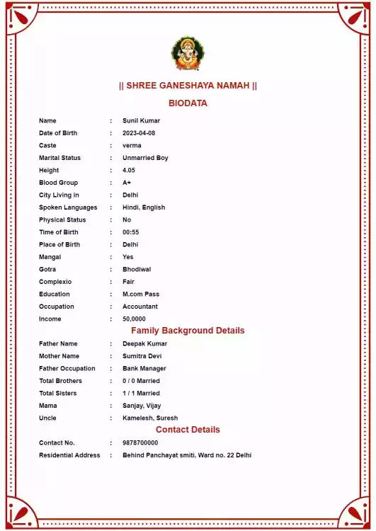 English Biodata Theme 1 English Biodata Theme 1